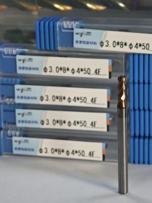 China MPE4 Coating AlCr Coating HRC55-60 Solid Carbide Milling Cutter 4 Flute Flat End Mill 3mm φ3.0 x 8 x φ4 x 50mm for sale