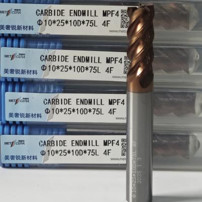 China MPF4 Univeral 4 Flutes Flat End Mill 10mm Φ10x25x10Dx75mm for Cutting Low-Carbon Alloy Steel within Hardness HRC55-60 for sale