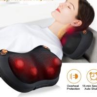 China PU Leather Shiatsu Pillow Massager Vibrating Neck Pillow With Auto Shut Off for sale