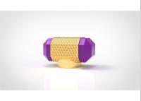 China Luxury Zamac Perfume Bottle Cap 15mm Gold Zinc Alloy with Purple Stone Custom Logo for sale