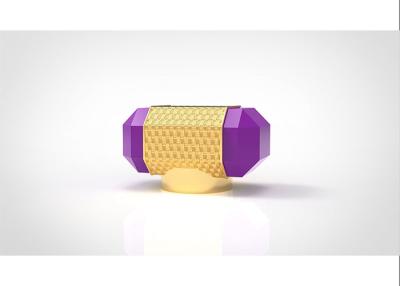 China Luxury Zamac Perfume Bottle Cap 15mm Gold Zinc Alloy with Purple Stone Custom Logo for sale