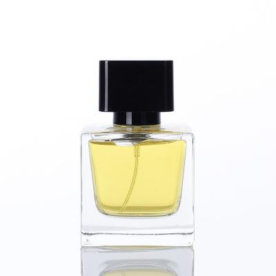 China Wholesale 100ml Square Transparent Perfume Glass Bottle Empty Spray Bottle with Lid for sale