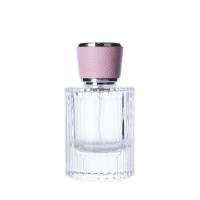 China 50ml Vertical Stripe Glass Perfume Bottle with Bayonet Spray and Cap for OEM for sale