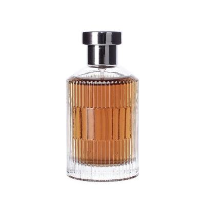 China 40ml 100ml Slanted Shoulder Stripe Fine Spray Perfume Bottle Advanced Glass Perfume Bottle for sale