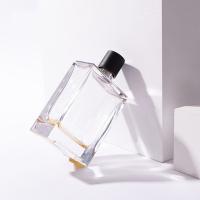 China 100ml Square Glass Perfume Bottle Empty Spray Bottle with Zamak Plastic Cap Portable Cosmetics Bottle for sale