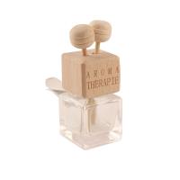 China Custom Wooden Perfume Caps for Car AC Vents - Square Glass Design with Silk Screen Printing - No MOQ Required for sale