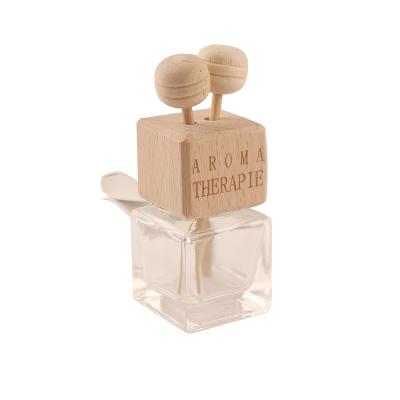 China Custom Wooden Perfume Caps for Car AC Vents - Square Glass Design with Silk Screen Printing - No MOQ Required for sale
