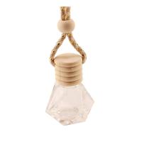 China 8ML Diamond Perfume Bottle with Wooden Cap for Car Pendant - Custom Glass Container with Silk Screen Printing for sale