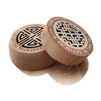 China Custom Beech Wood Perfume Bottle Caps with Silk Screen Printing - Eco-Friendly Solid Wood Lids for Aromatherapy Containers for sale