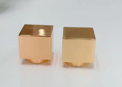 China Zamak Square Metal Perfume Cap Lids Zinc Alloy Custom Size Gold Silver Rose Gold for sale