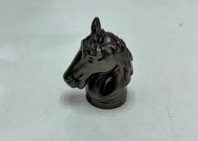 China Custom Zinc Alloy Horse Shaped Perfume Bottle Cap 20mm Black Matte Finish for sale