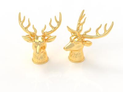 China Zinc Alloy Deer Head Perfume Cap Custom Size Gold Finish Eco Friendly for sale