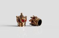 China Custom Crown Shaped Zamak Perfume Caps Zinc Alloy Bottle Caps 18mm Gold for sale