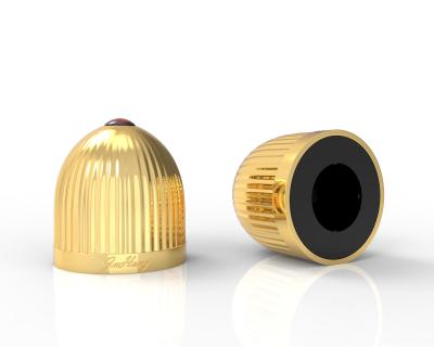 China Zinc Alloy Crystal Zamak Perfume Caps Gold Color Durable Elegant Fragrance Packaging Custom Size for sale