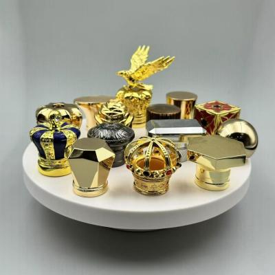 China Custom Zinc Alloy Perfume Bottle Caps 18mm 24mm Gold Silver Rose Gold for sale
