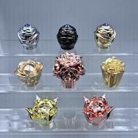China Exquisite Flower Shaped Crystal Zamak Perfume Caps for Standard 15mm Bottle Necks for sale
