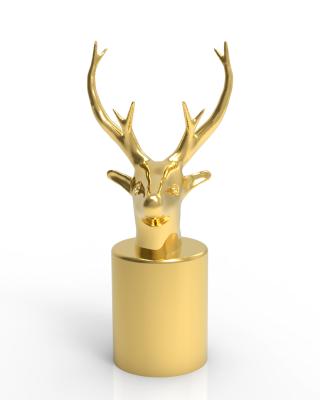 China Zinc Alloy Deer Head Animal Perfume Cover Golden Perfume Cap 20mm 25mm for sale