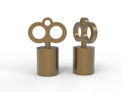 China Key Shaped Zinc Alloy Perfume Bottle Caps Custom Logo 15mm Luxury Perfume Lids for sale