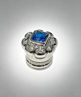 China Luxury Zamak Perfume Cap with Brilliant Blue Gemstone 20mm Premium Bottle Closure for sale