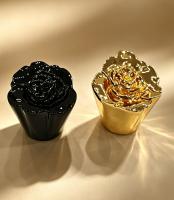 China Luxury Rose Sculpted Perfume Cap 24mm Zinc Alloy Gold Black for sale