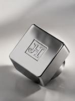China Luxury Square Zinc Alloy Perfume Cap 24mm Custom Logo Chrome Finish Heavy Metal Bottle Closure for sale