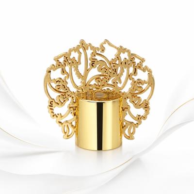 China Gold Plated Zamak Perfume Caps 24mm Mirror Polished Customizable Design for sale
