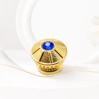 China Zinc Alloy Perfume Spray Top 18mm Custom Size Gold Plated Faceted Blue Gem Luxury Fragrance Cap for sale