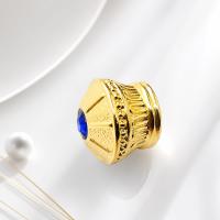 China Zinc Alloy Perfume Spray Top 18mm Custom Size Gold Plated Faceted Blue Gem Luxury Fragrance Cap for sale