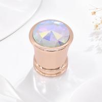 China Custom Zamak Perfume Bottle Cap with Iridescent Crystal 24mm Rose Gold Finish for sale