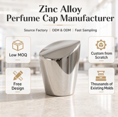 China Mirror Finish Zamak Perfume Caps 24mm Polished Beveled Surface Custom Logo Luxury Bottles for sale
