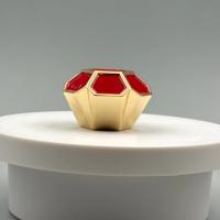 China Luxury Zinc Alloy Perfume Cap with Faceted Design and Inlaid Red Enamel - Customizable Size for sale