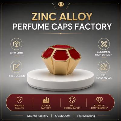 China Luxury Zinc Alloy Perfume Cap with Faceted Design and Inlaid Red Enamel - Customizable Size for sale