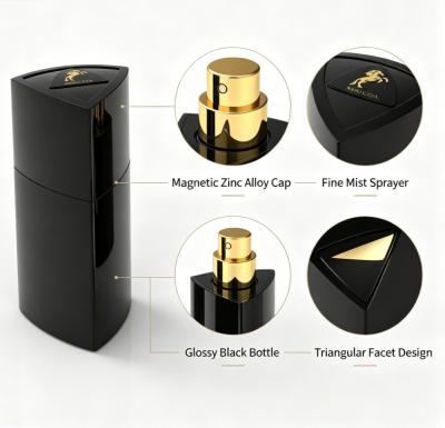 China Luxury Magnetic Zamak Perfume Cap Triangle 10ml Custom Color Perfume Bottle Set for sale