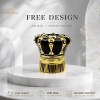 China Luxury Black Gold Rivet Crown Zinc Alloy Perfume Cap 3D Embossed Zamac Lid Custom Logo OEM ODM Source Factory Wholesale for sale
