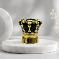 China Luxury Black Gold Rivet Crown Zinc Alloy Perfume Cap 3D Embossed Zamac Lid Custom Logo OEM ODM Source Factory Wholesale for sale