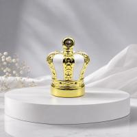 China Crown perfume cap, rhinestone zamac lid, white gold perfume top, two-tone enamel perfume packaging, custom logo metal perfume cap, wholesale perfume cap factory for sale