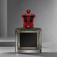 China Middle East Luxury Two-tone Red Black Crown Zinc Alloy Perfume Cap Inlaid Crystal Rhinestone Zamac Bottle Cover Custom Mould Logo Manufacturer For Arabic Oud Perfume for sale