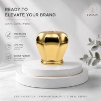 China Luxury Multi Curved Faceted Zinc Alloy Perfume Cap Mirror Gold Electroplated Zamac Fragrance Bottle Lid Custom Logo OEM ODM Source Factory Wholesale for sale