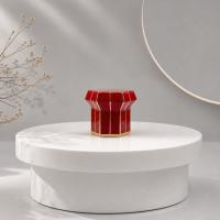 China Luxury Hexagonal Red Enamel Zinc Alloy Perfume Cap Gold Trim Zamac Fragrance Bottle Lid Custom Logo OEM ODM Source Factory Wholesale for sale