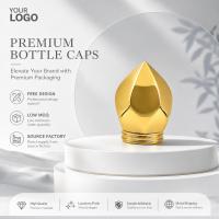 China Luxury Multi-faceted Water Drop Zinc Alloy Perfume Cap Mirror Gold Electroplated Zamac Fragrance Bottle Lid Custom Logo OEM ODM Source Factory Wholesale for sale