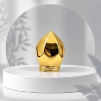 China Luxury Multi-faceted Water Drop Zinc Alloy Perfume Cap Mirror Gold Electroplated Zamac Fragrance Bottle Lid Custom Logo OEM ODM Source Factory Wholesale for sale