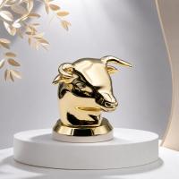 China Luxury Bull Head Zinc Alloy Perfume Cap Gold Mirror Electroplated Zamac Fragrance Bottle Lid Custom Logo Embossed Metal Perfume Top OEM ODM Source Factory Wholesale for sale