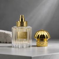 China Luxury Embossed Zamac Perfume Cap Gold Electroplated Crown Shape Zinc Alloy Perfume Bottle Lid Custom Logo Fragrance Packaging Cap Factory Wholesale for sale