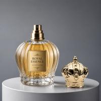China Luxury Mirror Gloss Solid King Crown Zamac Perfume Cap Gold Plated Embossed Royal Pattern Fragrance Lid Zinc Alloy Metal Parfum Bottle Cover Custom Logo FEA15 For Dubai Oud Attar Perfume Bottle for sale