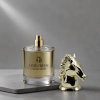 China Luxury Mirror Polished 3D Horse Head Zamac Perfume Cap Gold Plated Animal Sculpture Fragrance Lid Zinc Alloy Metal Parfum Bottle Cover Custom Logo FEA15 For Dubai Oud Attar Perfume Bottle for sale