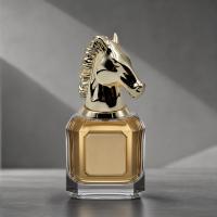 China Luxury Mirror Polished 3D Horse Head Zamac Perfume Cap Gold Plated Animal Sculpture Fragrance Lid Zinc Alloy Metal Parfum Bottle Cover Custom Logo FEA15 For Dubai Oud Attar Perfume Bottle for sale