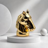 China Wholesale High Gloss Solid Gold Horse Head Perfume Bottle Cap Simple Integrated Stallion Sculpture Zamac Closure OEM Engrave Logo Middle East Luxury Fragrance Packaging for sale