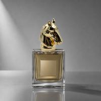 China Wholesale High Gloss Solid Gold Horse Head Perfume Bottle Cap Simple Integrated Stallion Sculpture Zamac Closure OEM Engrave Logo Middle East Luxury Fragrance Packaging for sale