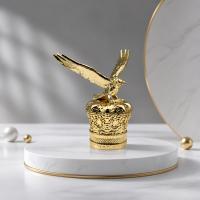 China Luxury 3D Spread Wings Eagle Zamac Perfume Cap Gold Plated Embossed Royal Crown Base Animal Sculpture Fragrance Lid Zinc Alloy Metal Parfum Bottle Cover Custom Logo FEA15 For Perfume Bottle for sale