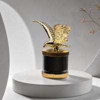 China Luxury 3D Spread Wings Eagle Zamac Perfume Cap Gold Plated Textured Flying Hawk Sculpture Vertical Fluted Base Fragrance Lid Zinc Alloy Parfum Bottle Cover Custom Logo FEA15 For Perfume Bottle for sale